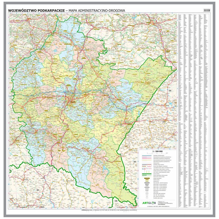 Województwo podkarpackie WYDANIE 2025 mapa ścienna do wpinania ...