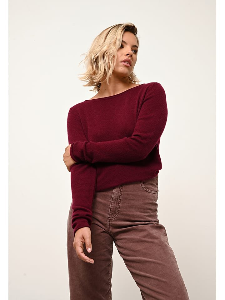 Just Cashmere Kaszmirowy sweter "Grace" w kolorze bordowym - Lamoda.pl