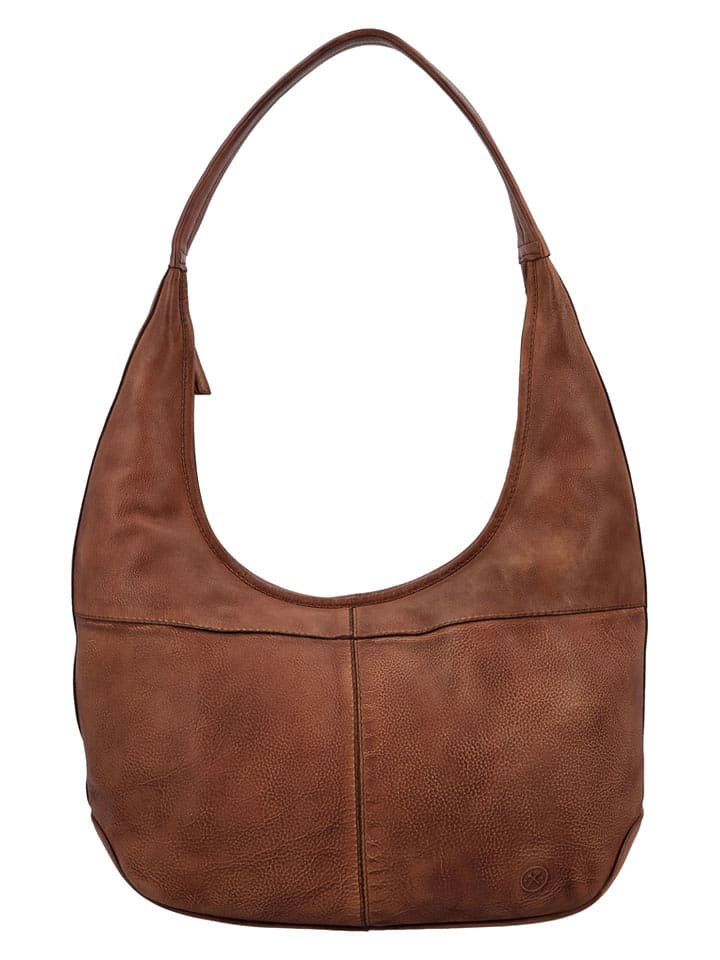 HIDE & STITCHES Skórzana torebka "Paint Rock" w kolorze jasnobrązowym ...