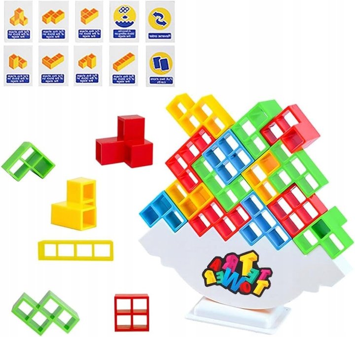 GRA EDUKACYJNA UKŁADANKA TETRA TOWER DLA DZIECI WIEŻA PREZENT 64 KLOCKI ...