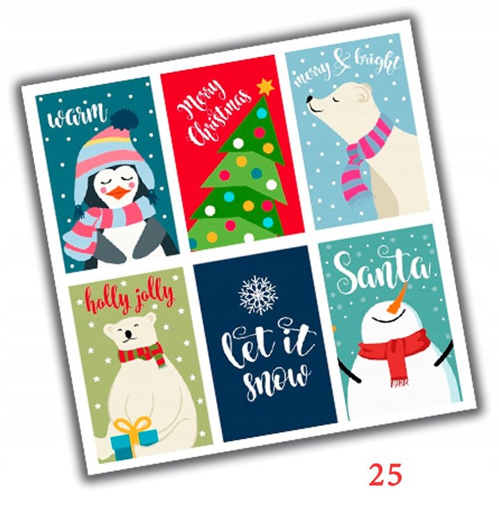 VS Naklejki Świąteczne Boże Narodzenie Bileciki Na Prezenty 6 Szt 7X5 ...