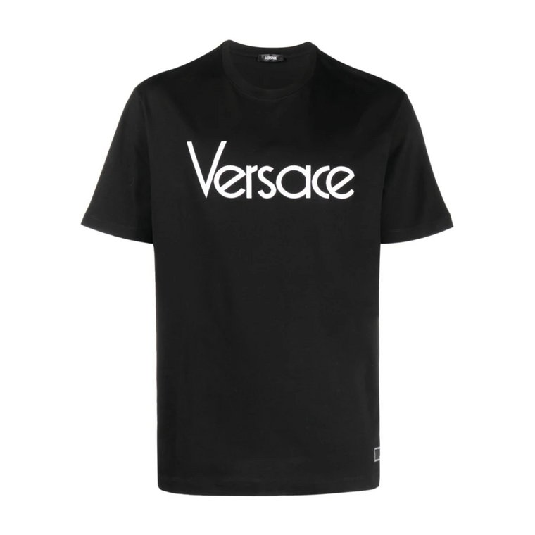 Bawełniana koszulka z siatkowym logo Versace - Lamoda.pl