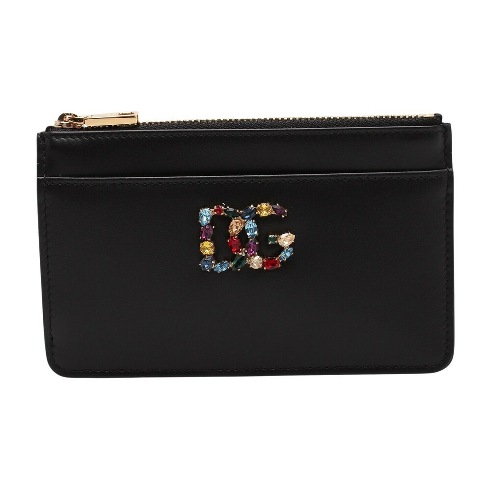 Dolce & Gabbana, card Holder with Rhinestone-detailed DG Logo Czarny ...