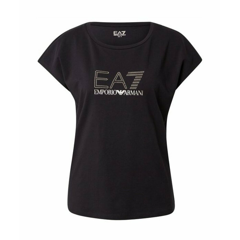 Emporio Armani EA7, Tee shirt stretch logo clouté Czarny, female ...