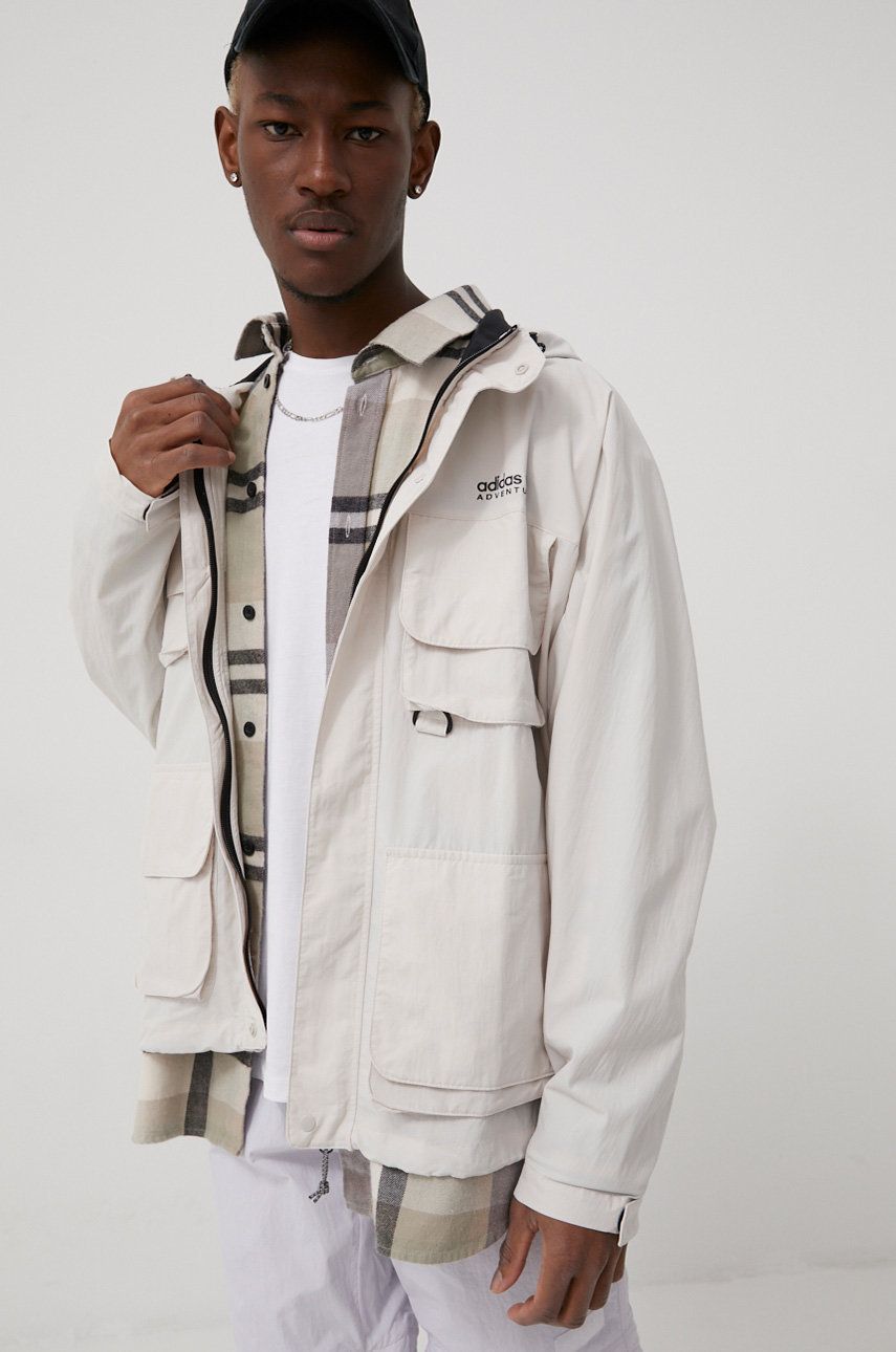 adidas Originals kurtka HF4794 męska kolor beżowy przejściowa oversize ...