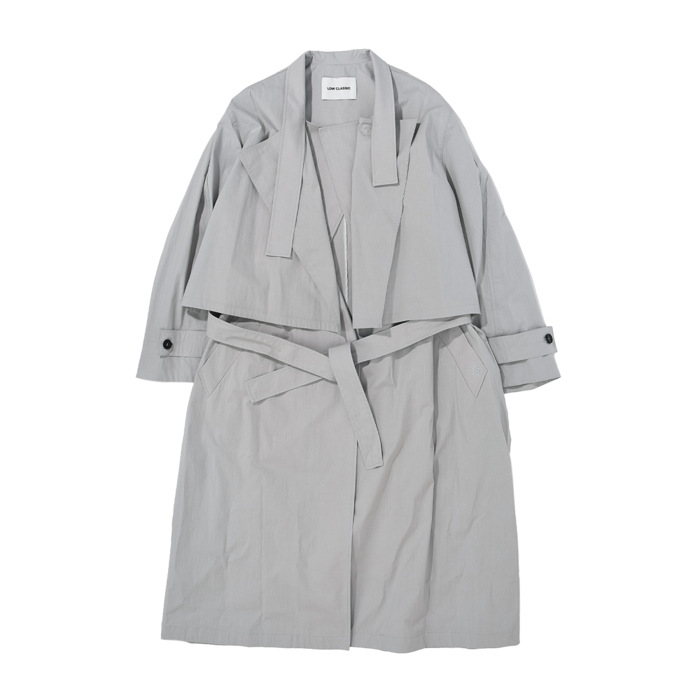 Low Classic, Double Collar Trench Coat Szary, female, Low Classic