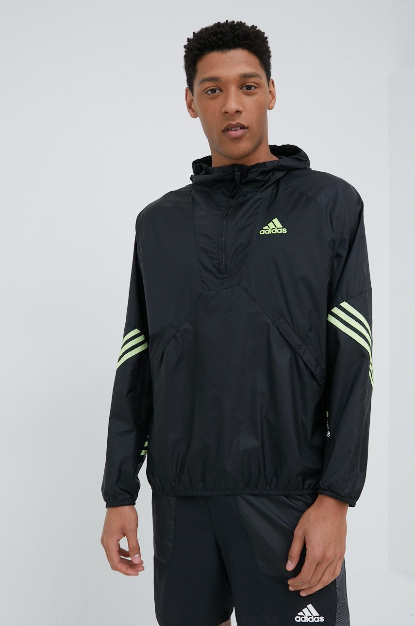 adidas Performance wiatrówka H65744 kolor czarny przejściowa oversize ...