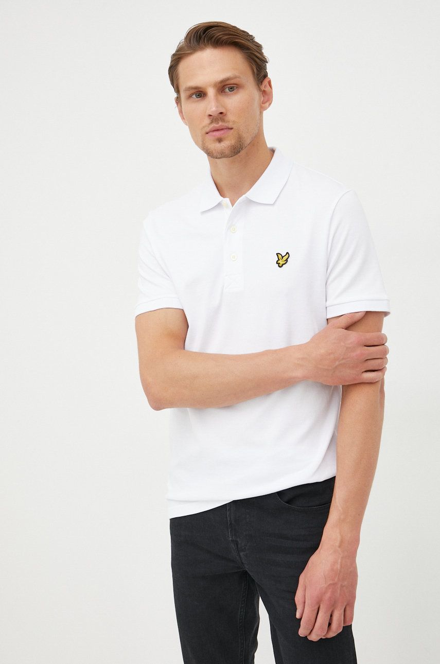 Lyle & Scott polo męski kolor biały gładki Lyle & Scott
