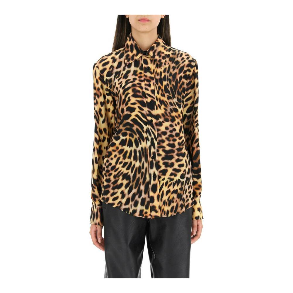 Stella McCartney, animalier-print silk shirt Brązowy, female, Stella ...