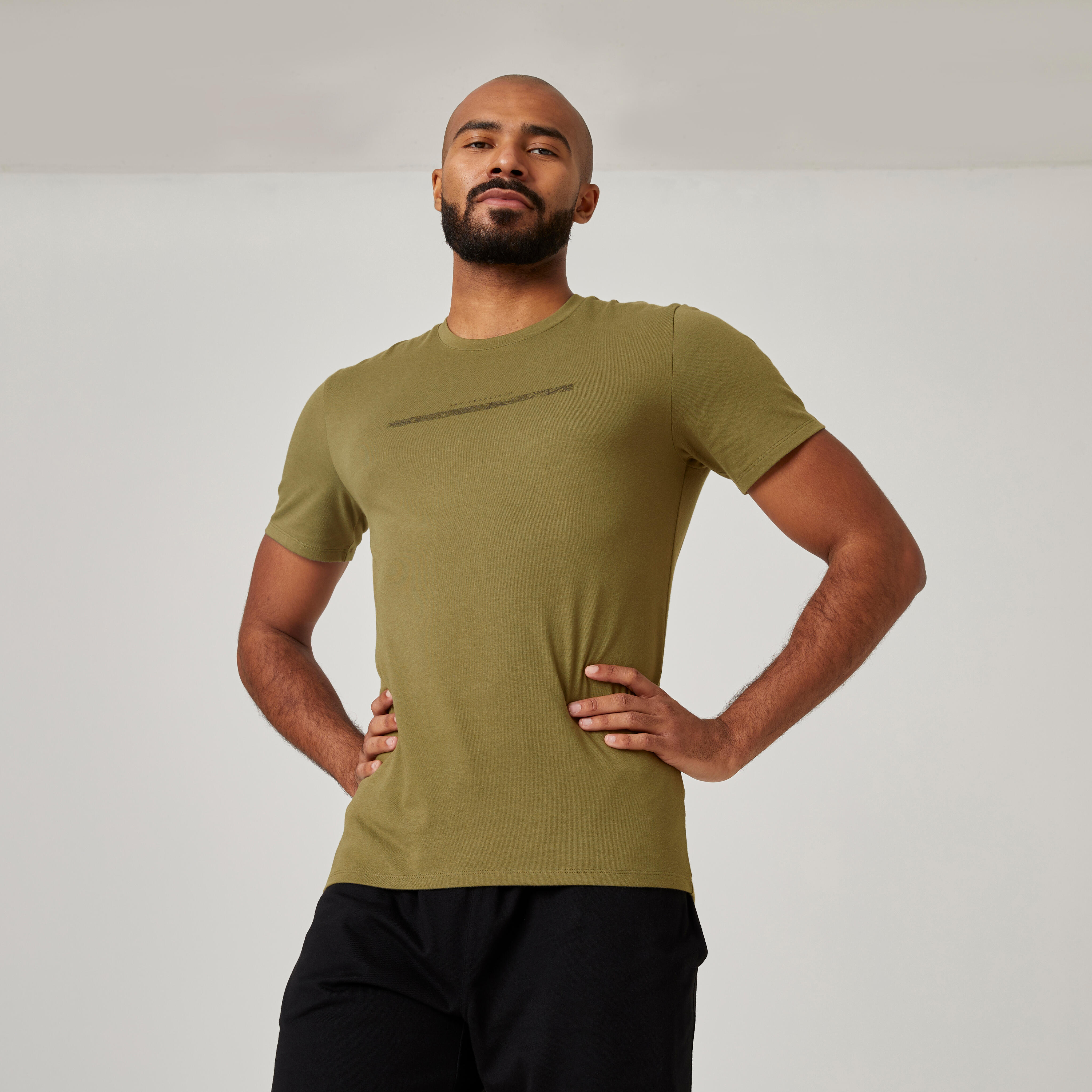 Koszulka z krótkim rękawem męska Nyamba Gym & Pilates 500 slim DOMYOS