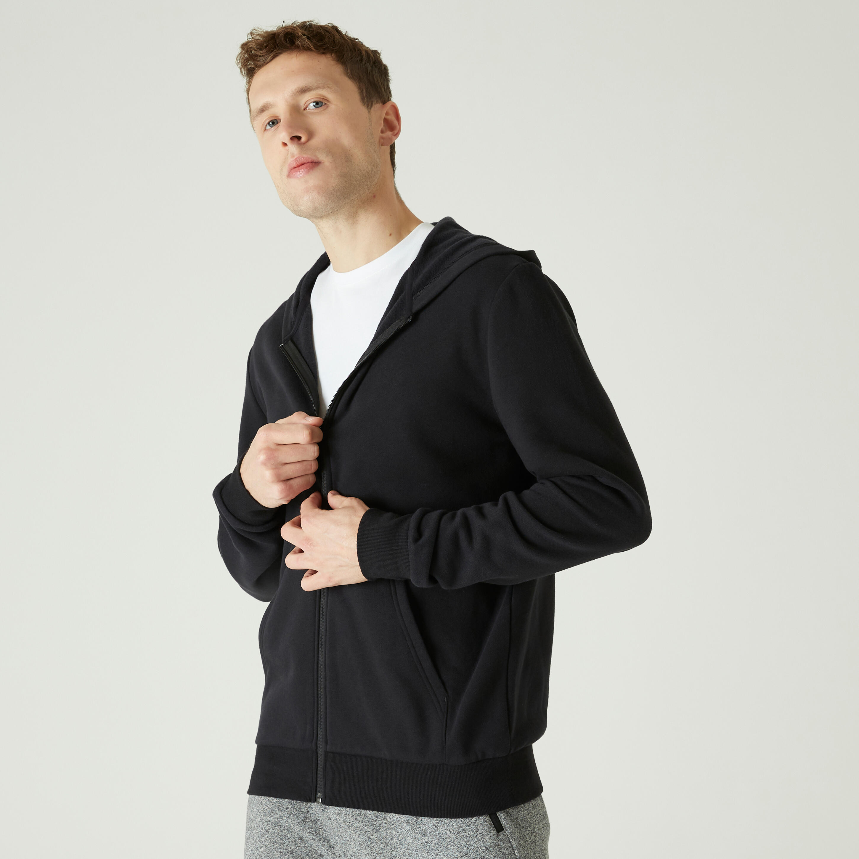Bluza na zamek z kapturem męska Nyamba Gym & Pilates 100 DOMYOS