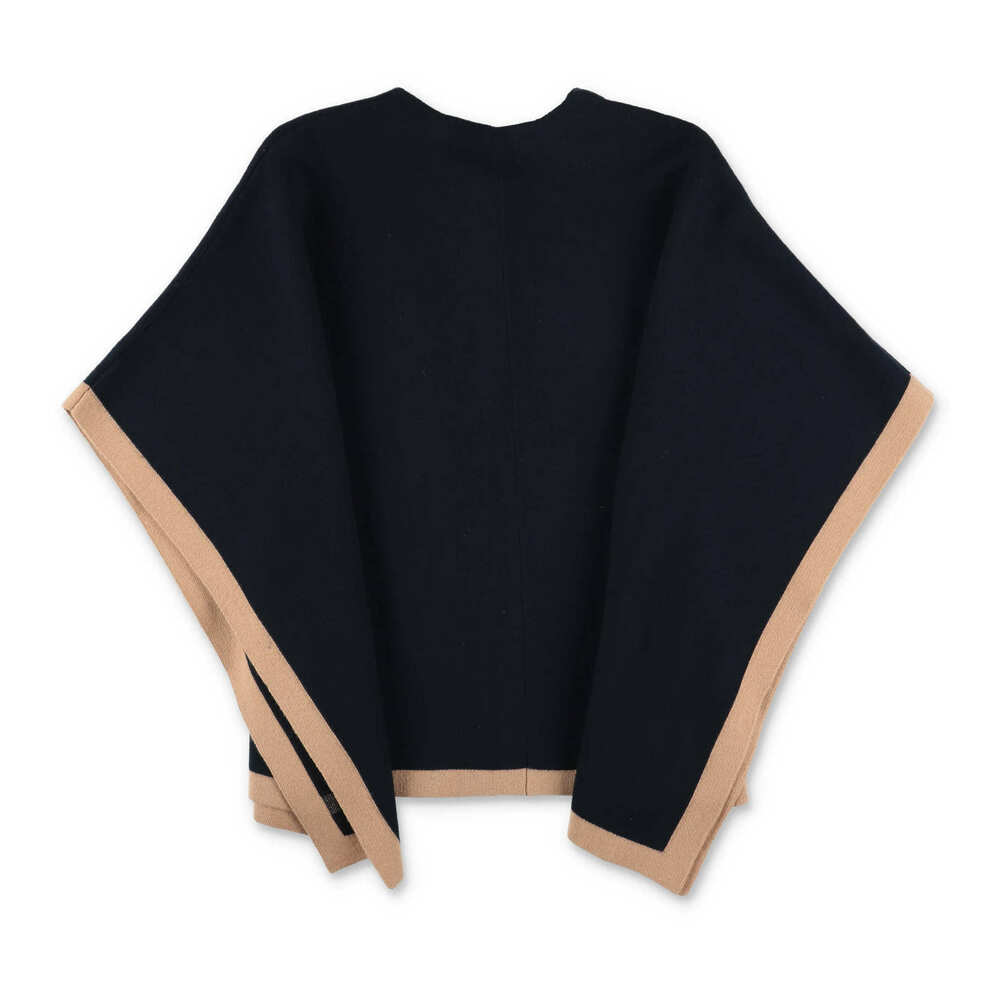 Chloé, Chloe mantella blu navy in cotone e lana|Navy blue cotton and ...