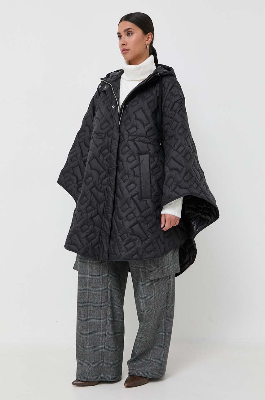 BOSS poncho damski kolor czarny przejściowa oversize - Lamoda.pl