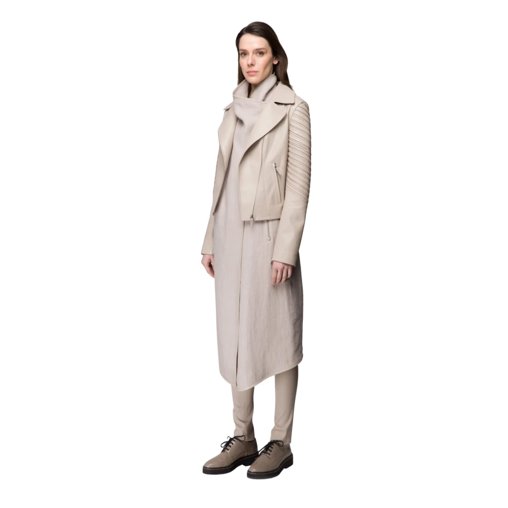 Alya - Stone Beige Leather Jacket Vespucci by VSP - Lamoda.pl