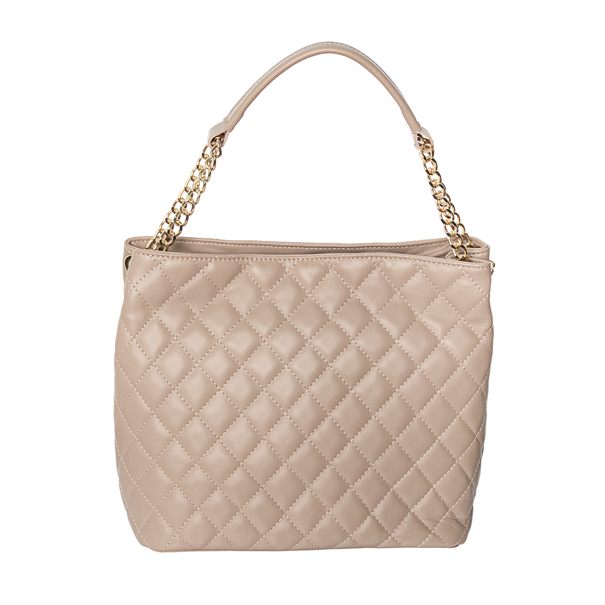 Torebka skórzana pikowana Rafallo Ylane Beżowa - Lamoda.pl