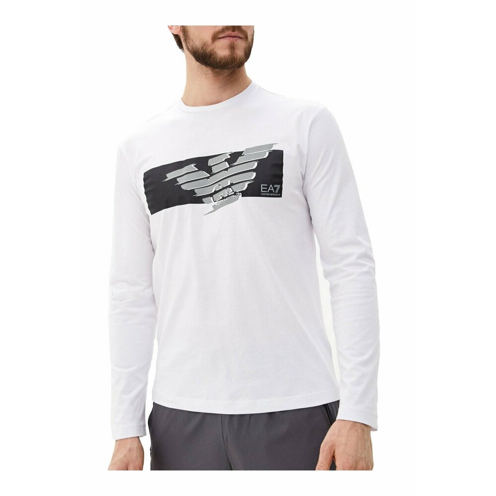 Emporio Armani EA7, Tee shirt coton à gros logo Biały, male, Emporio ...