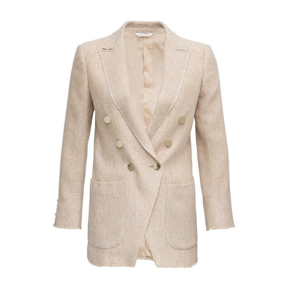 Claudio Tonello, Double-Breasted Blazer Beżowy, female, Claudio Tonello