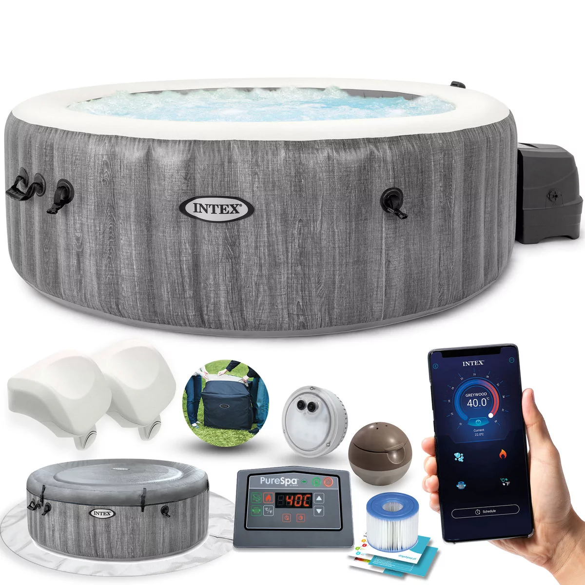 Intex SPA dmuchane jacuzzi z hydromasażem 4 osobowe 28440 28440 - Ceny ...