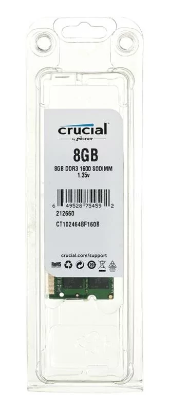 Crucial 8GB 1x8GB 1600MHz DDR3 CL11 1.35V SODIMM (CT102464BF160B) - Ceny i opinie na Skapiec.pl