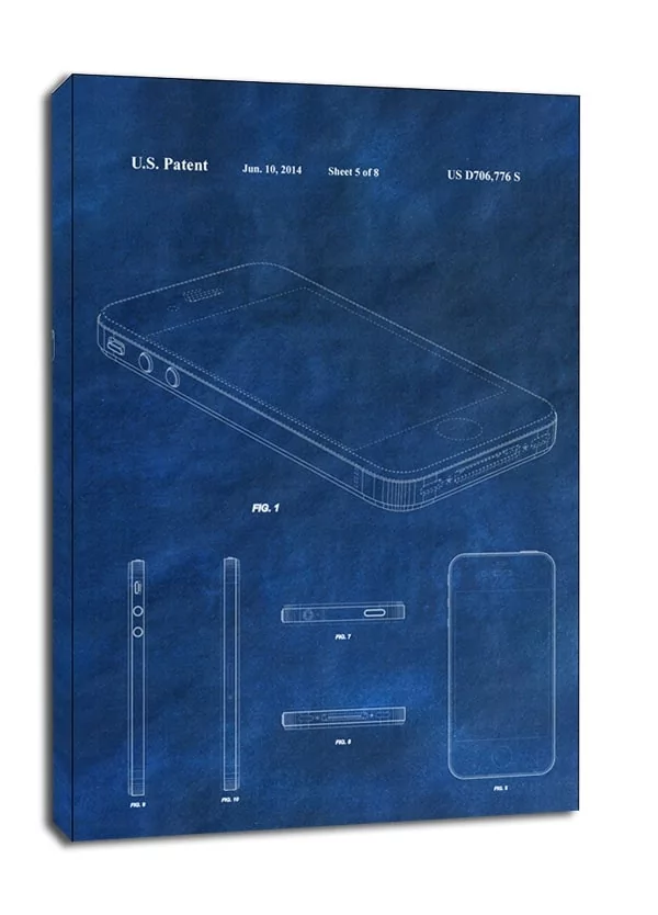 Patent, Iphone 2014 Niebieski - obraz na płótnie Wymiar do wyboru ...