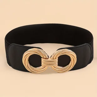 TEMU Złota Klamra Pasek Damski Płaszcz Elastyczny Szeroki Pasek ...