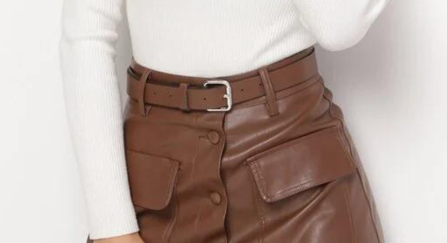 Skórzane spódnice z wyprzedaży. Plisowana w odcieniu mlecznej czekolady ...