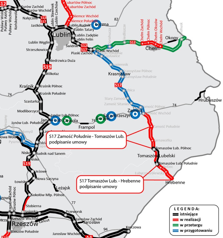 Droga S17. Powstanie nowa ekspresowa trasa do Ukrainy. Następne odcinki do realizacji [MAPA]