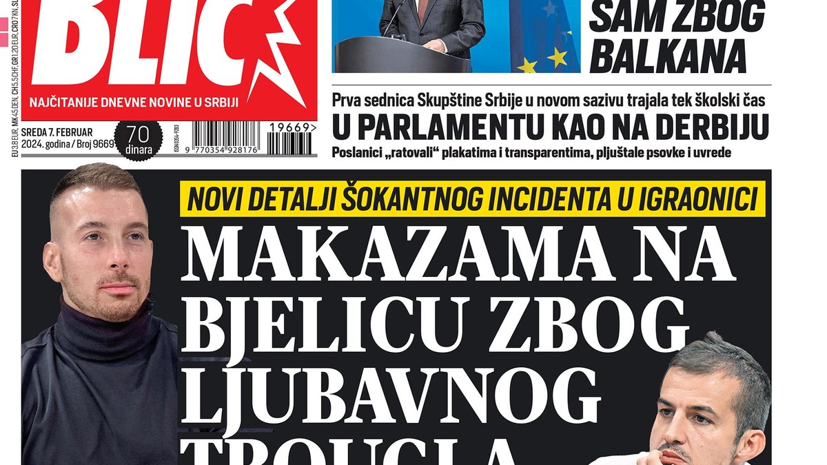Naslovna strana za 7.2. - Blic