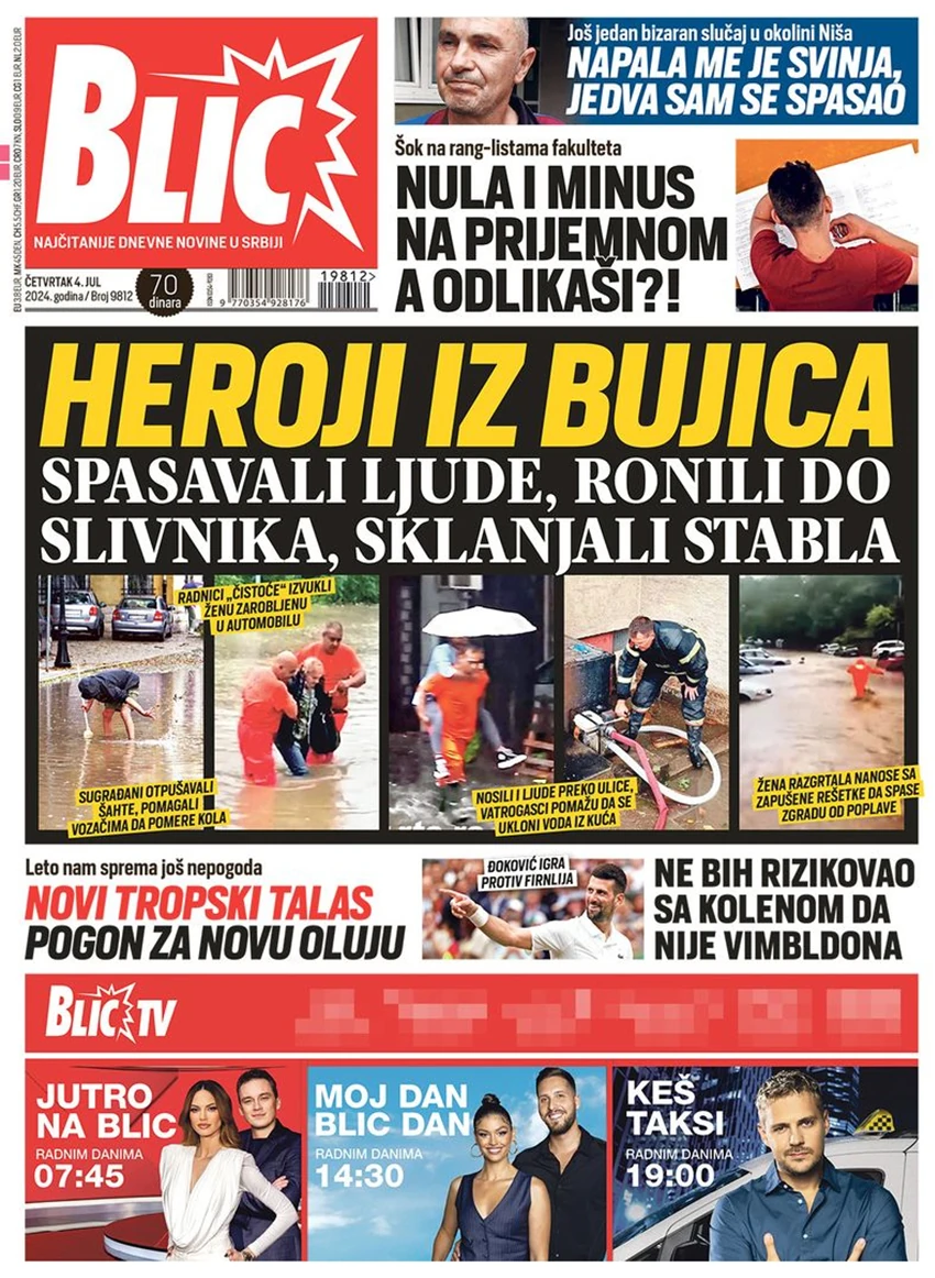 Naslovna strana za 4.7. - Blic