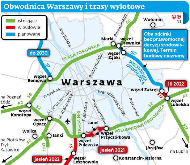 Wschodnia obwodnica Warszawy wciąż czeka na odblokowanie [MAPA] - Forsal.pl