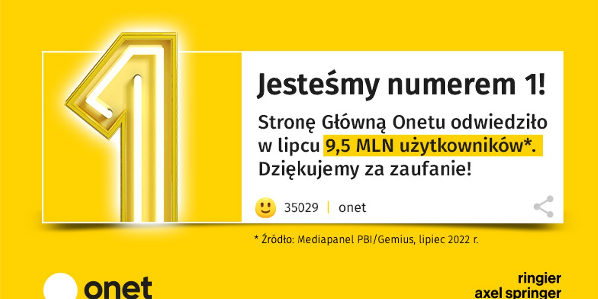 Strona Główna Onetu numerem jeden! Pozostajemy też liderem w kategorii ...