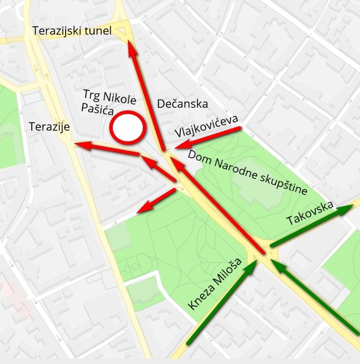(MAPA) FILMADŽIJE OPET ZATVARAJU CENTAR Blokada od 6.00 do 15.00 ...