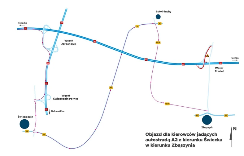 Ruszył remont na autostradzie A2. Przygotowano objazdy [MAPY]