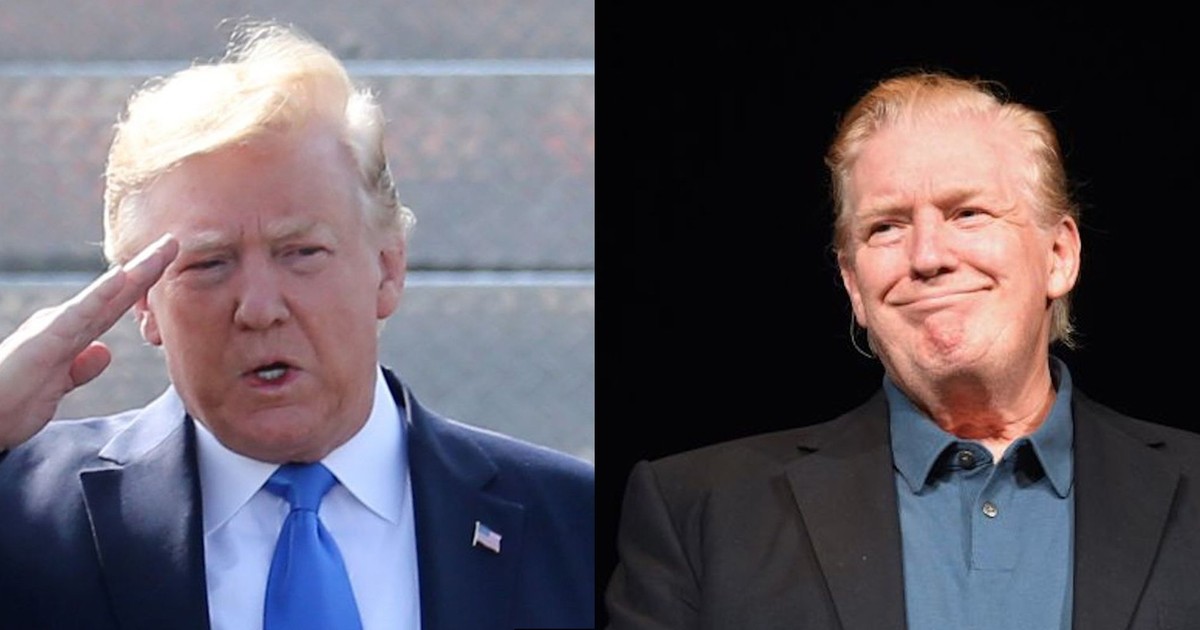 Trump briefly swapped his trademark hairdo for a slicked-back style ...