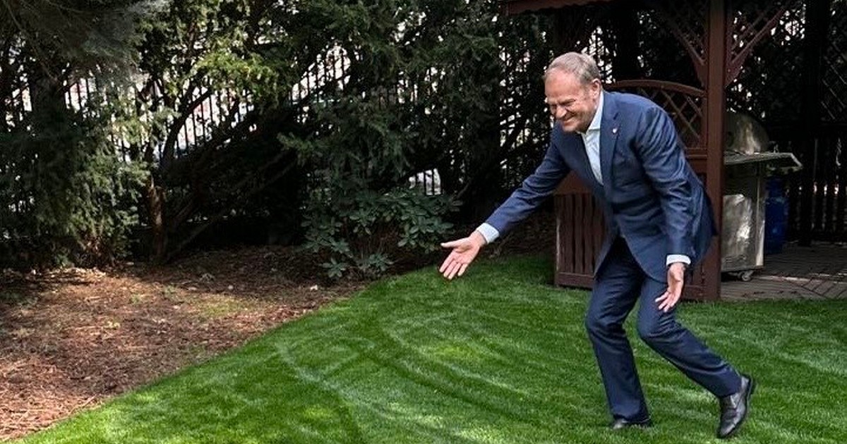 Tusk wrzucił dziwne zdjęcie. Wszyscy patrzą na jeden szczegół na trawniku