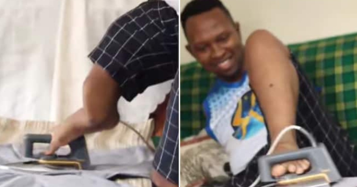Man born without arms demonstrates how he irons his clothes, leaves ...
