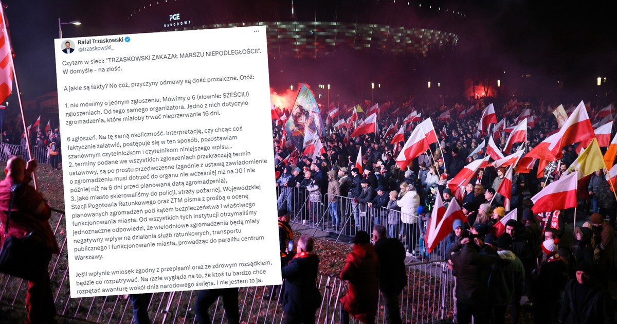 Nie ma zgody na Marsz Niepodległości w Warszawie. Rafał Trzaskowski ... Nie ma zgody na Marsz Niepodległości w Warszawie. Rafał Trzaskowski ...