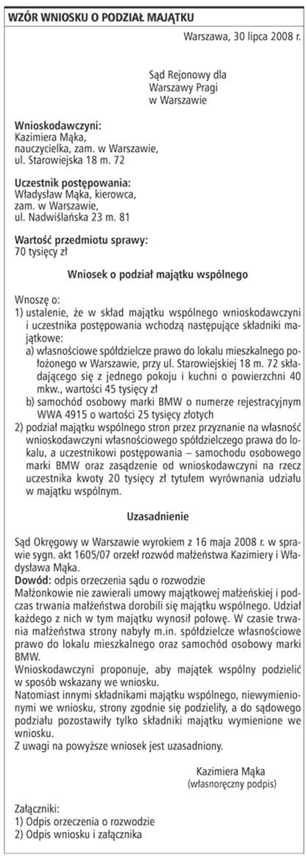 Podział majątku małżonków po orzeczeniu rozwodu lub separacji ...