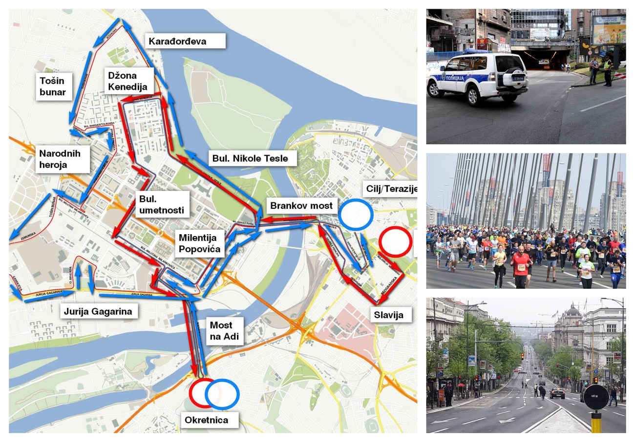 (MAPA) TRKA ZATVARA VIŠE OD 50 ULICA Tokom Beogradskog maratona GSP ...