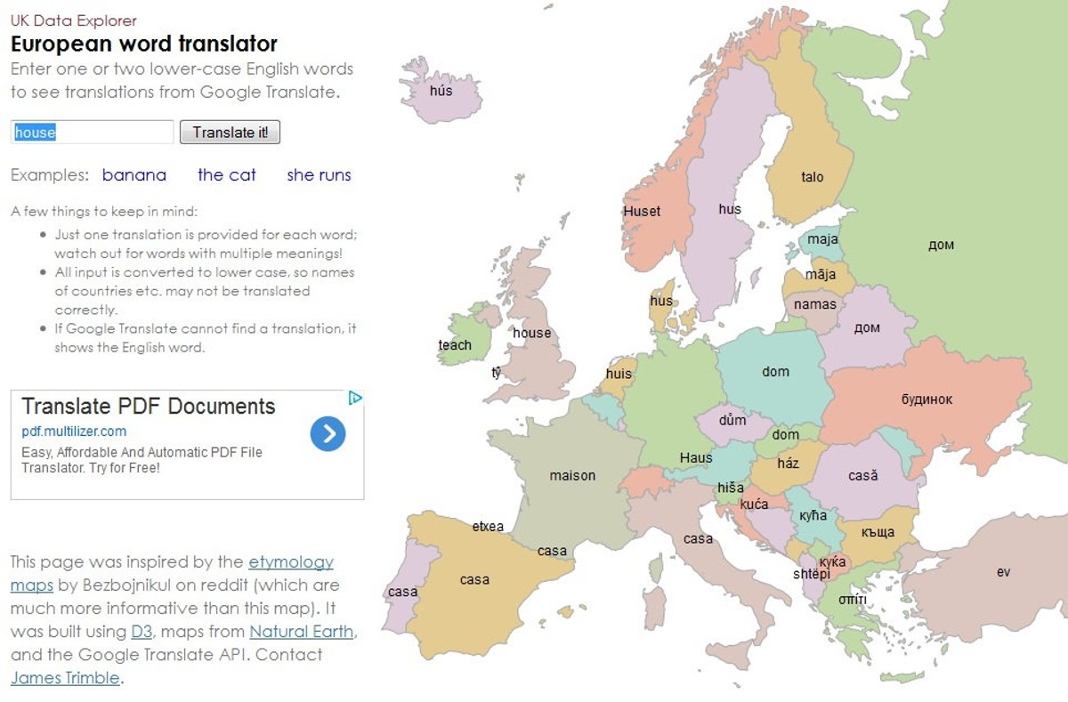 Pogledajte: Interaktivna mapa koja prevodi reči na sve evropske jezike