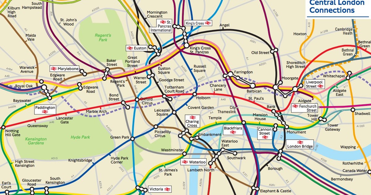 What the London tube map looks like without all the distortions in the ...
