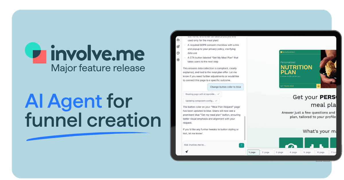 Build a funnel by chatting with AI: involve.me just launched the first AI Agent for funnel ...