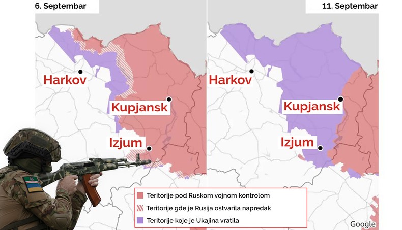 Ruski kolaps: Velika ukrajinska kontraofanziva u mapama: Ruska vojska prvo proterana sa severa ...