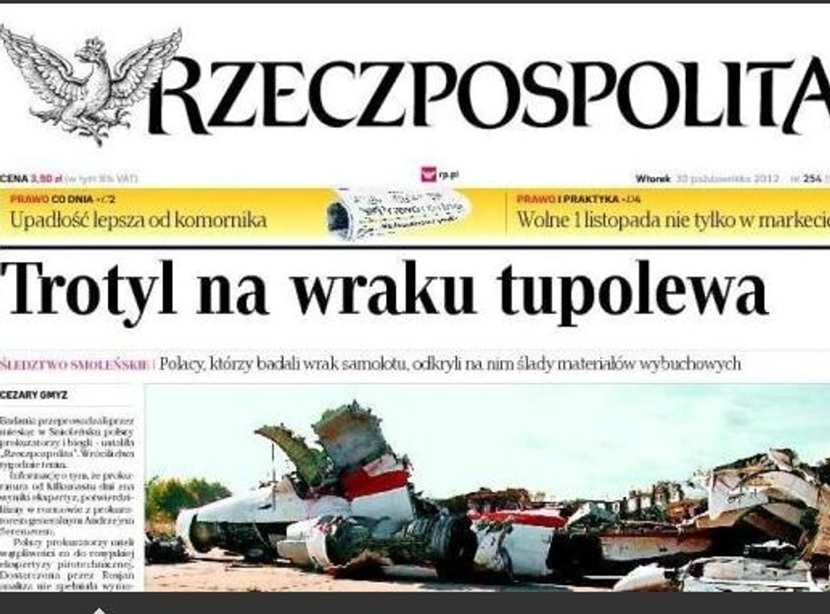Trotyl w Tu-154M. "Rzeczpospolita" wycina z oświadczenia "pomyłkę ...