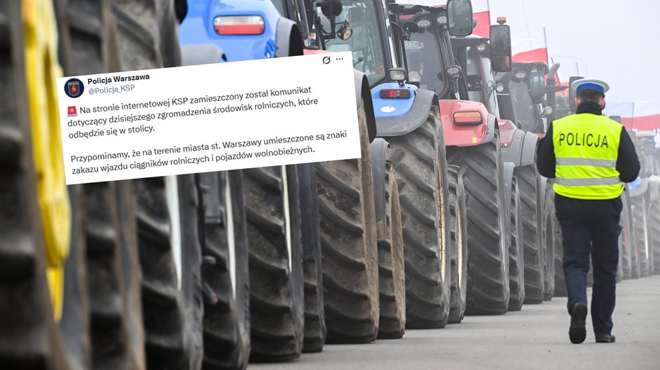 Pilny komunikat policji. Chodzi o protest rolników w Warszawie - Warszawa