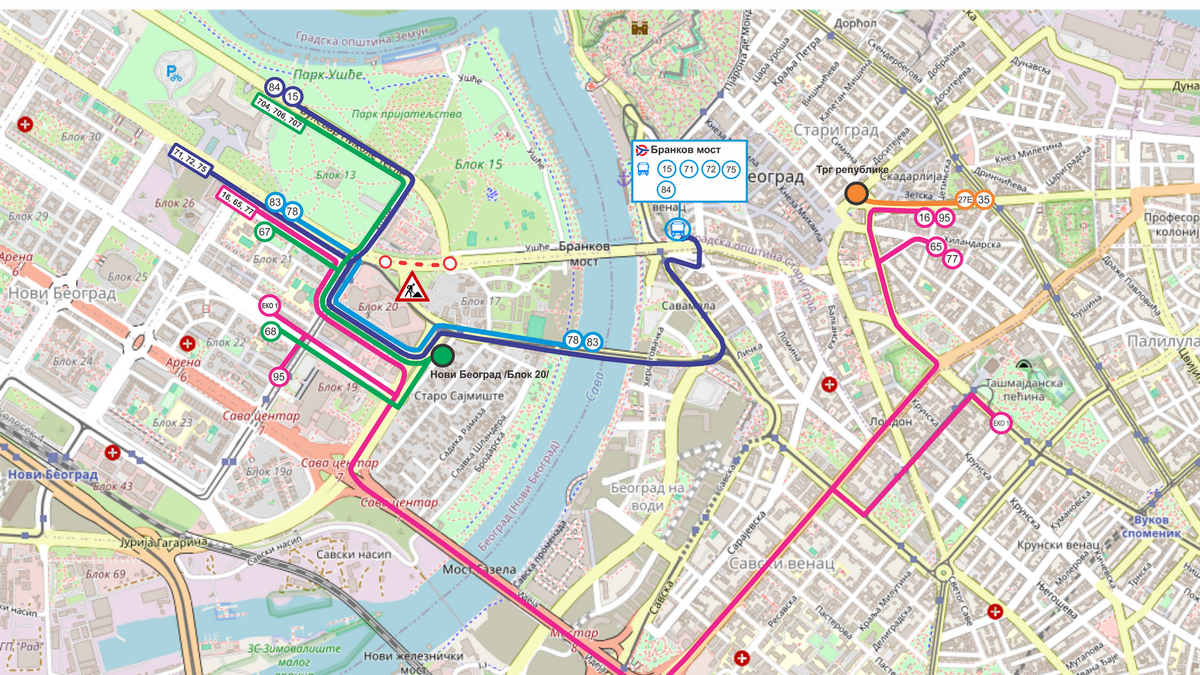 Sutra se zatvara deo Brankovog mosta: Ukida se stanica Zeleni venac, čak 50 linija menja trasu ...