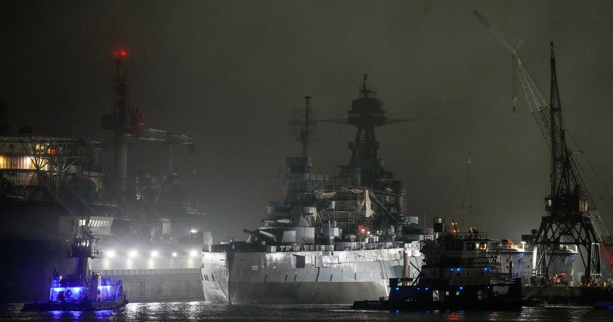 Last-of-its-kind battleship USS Texas returns to the water after months ...