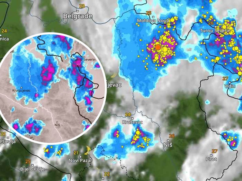 (Mapa) oluje i udari gromova u Srbiji: Jako nevreme sručilo se na ove ...