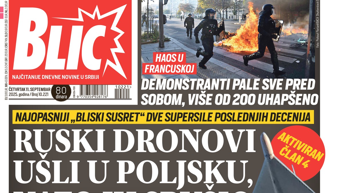 Naslovna strana za 11.9. - Blic