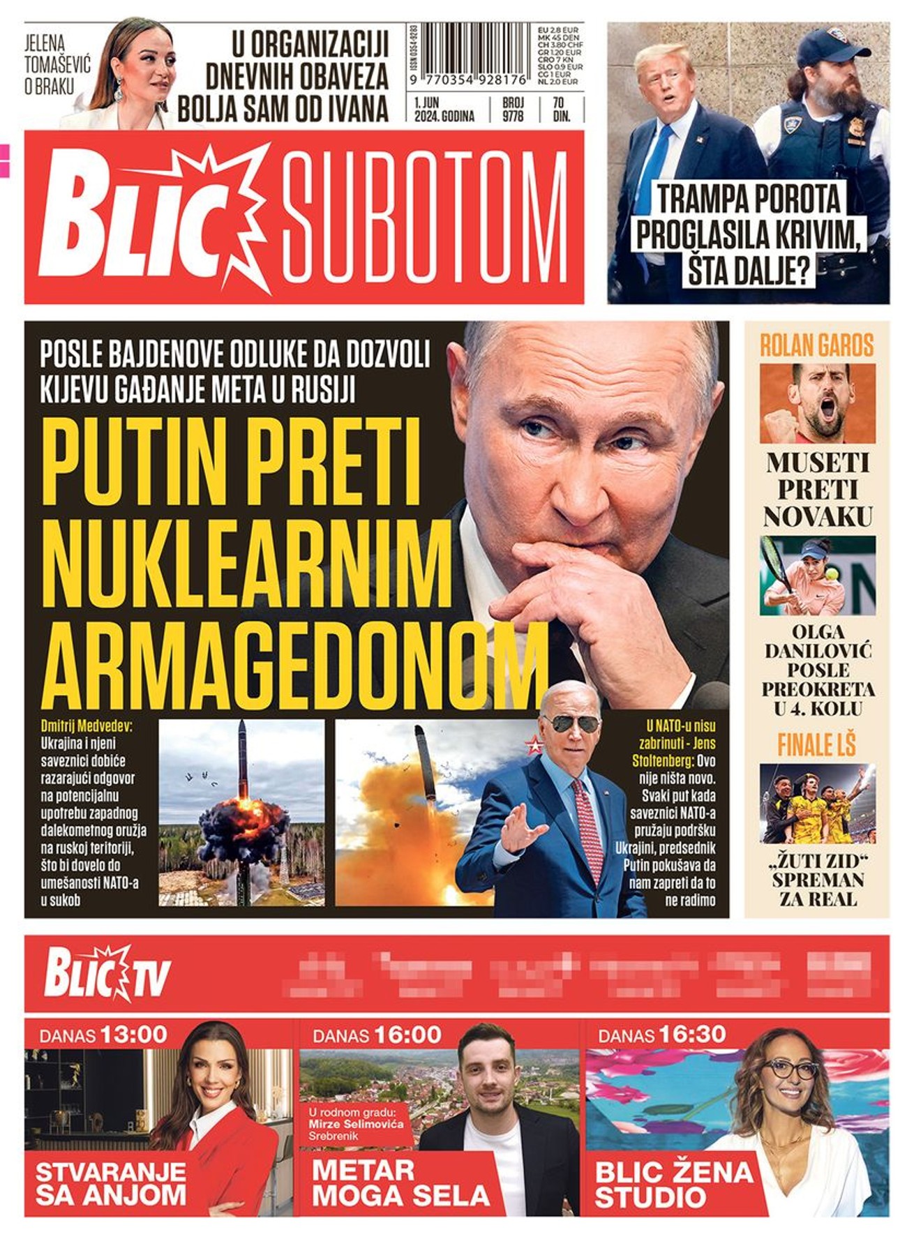 Naslovna strana za 1.6. - Blic